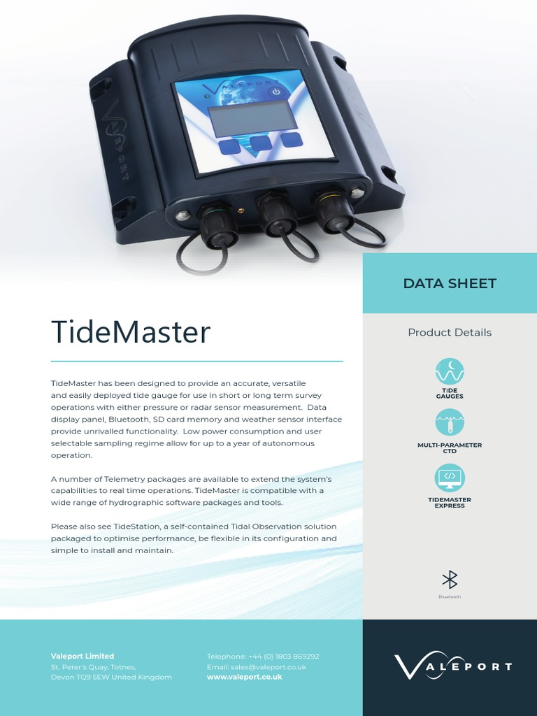 TideMaster Datasheet April 2020 | PDF | Telemetry | Bluetooth