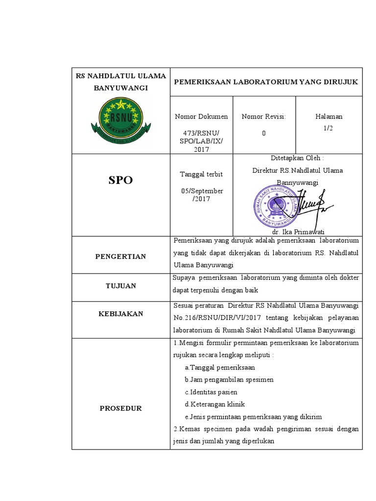 SOP Lab Yang Dirujuk | PDF | Sains & Matematika