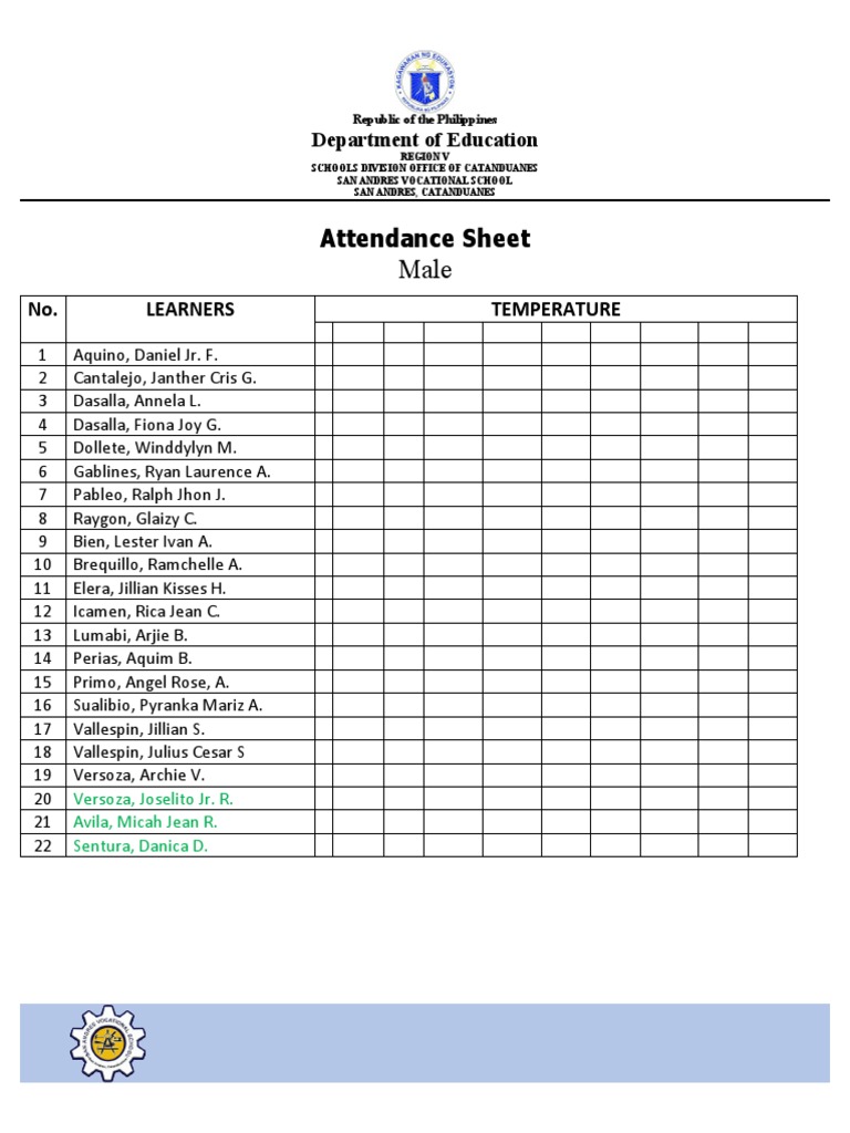ATTENDANCE SHEET | PDF