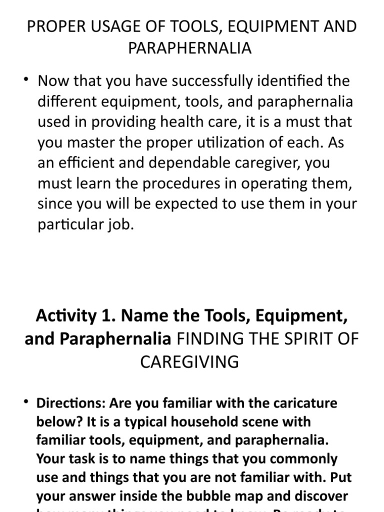Proper Usage of Tools, Equipment and Paraphernalia | PDF | Career & Growth