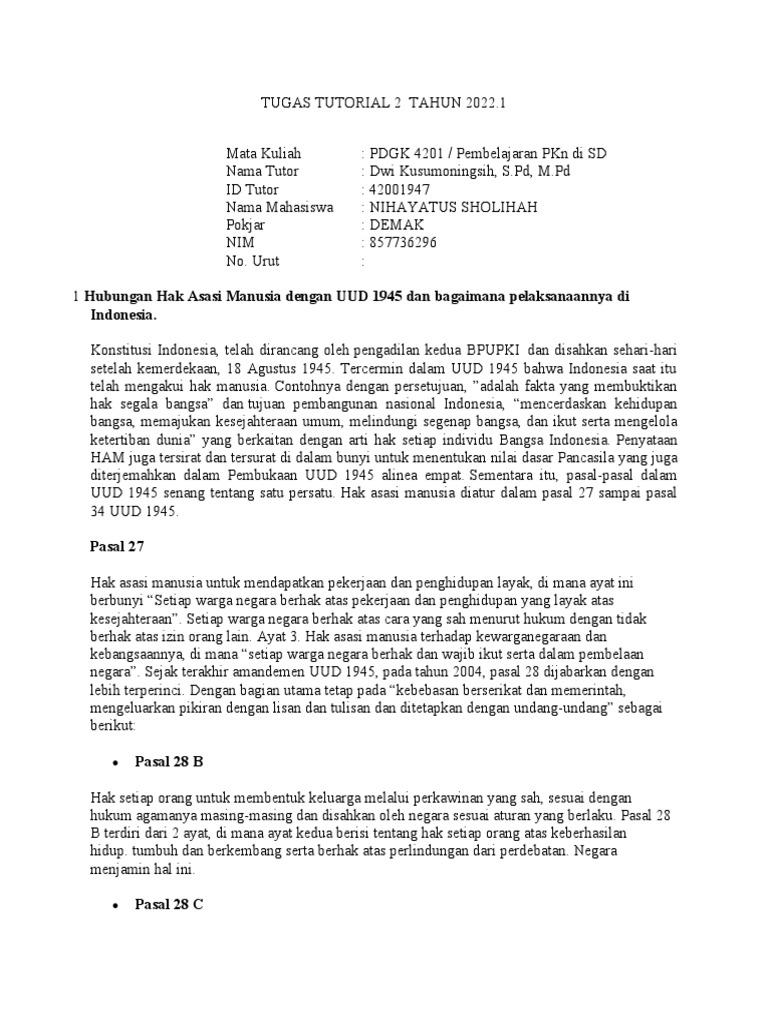 TT 2 Pembelajaran PKN Di SD | PDF