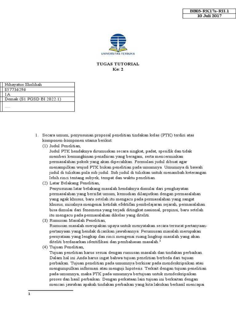 TTM 2 Penelitian Tindakan Kelas (Idik 4008) LMS | PDF