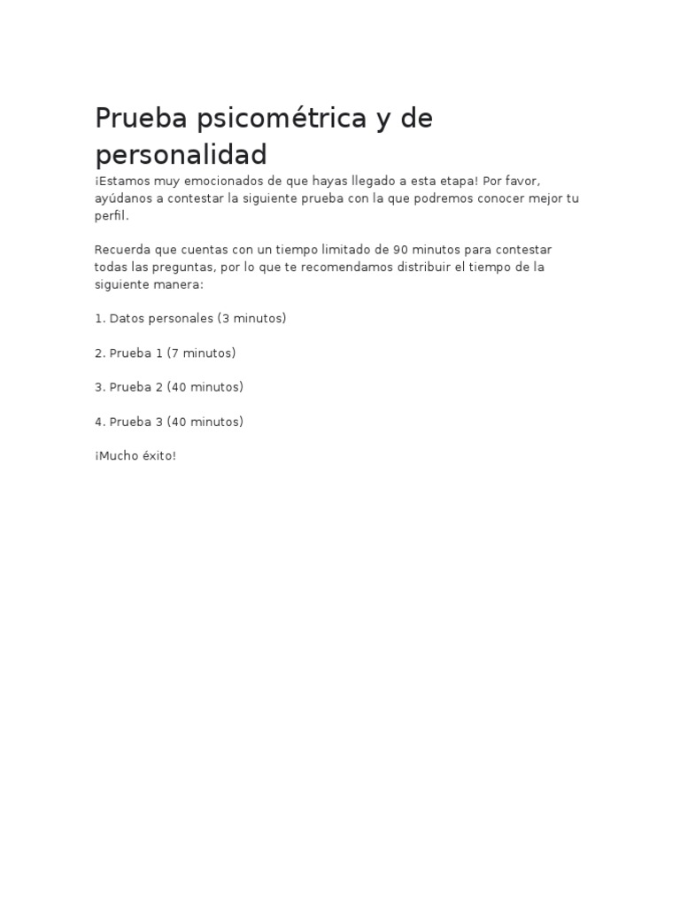 Prueba Psicom Trica y de Personalidad | PDF