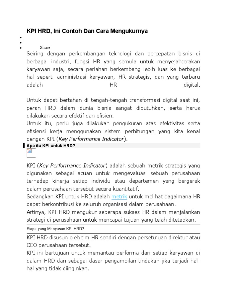 Kpi HRD | PDF