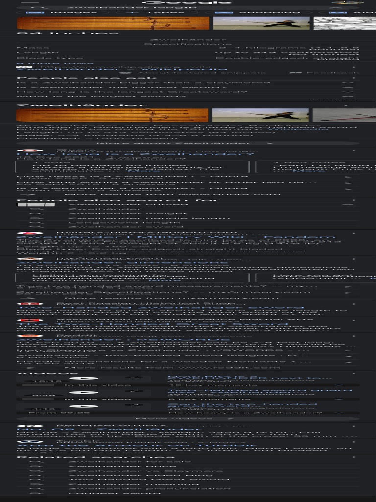 Specifications and Dimensions of the Zweihänder Two-Handed Sword | PDF ...