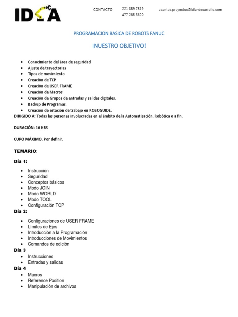 Programacion Basica de Robots Fanuc 2022 Fin de Semana | PDF