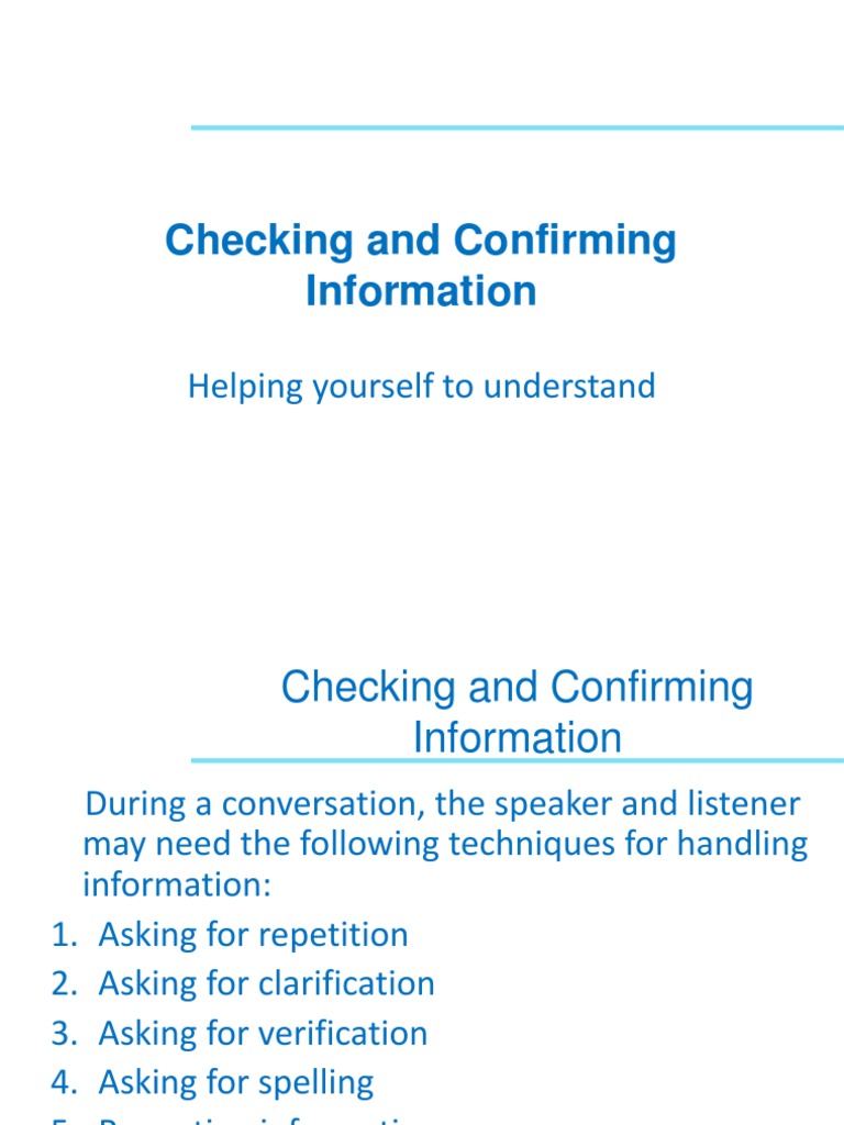 Checking and Confirming Information | PDF | Cognitive Science