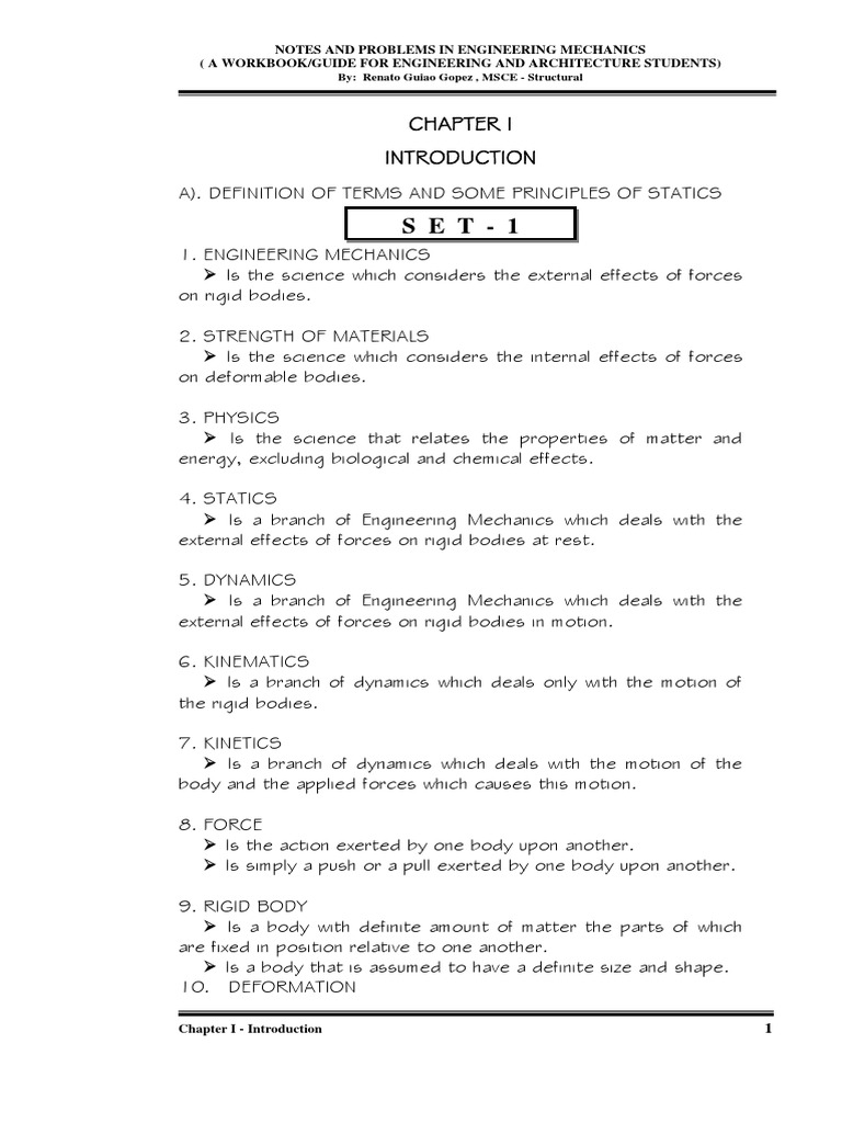 CH 01 WORKBOOK in ENGINEERING MECHANICS | PDF | Force | Euclidean Vector