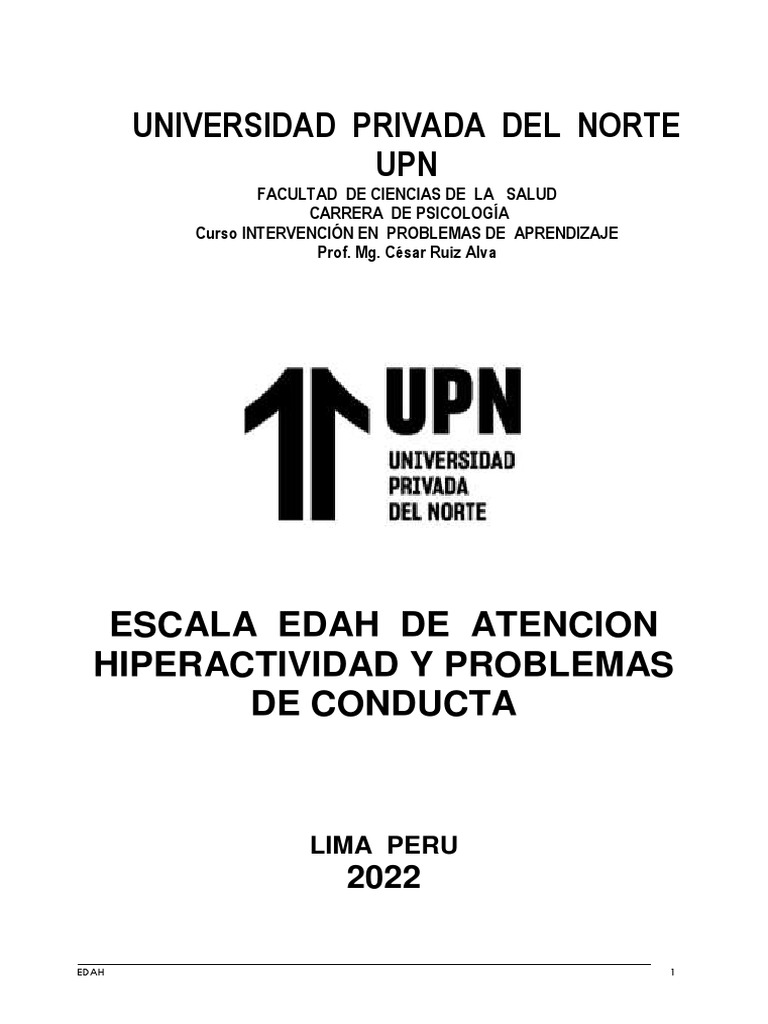 Escala Edah de Observacion de Conducta y Atención | PDF | Ciencia ...