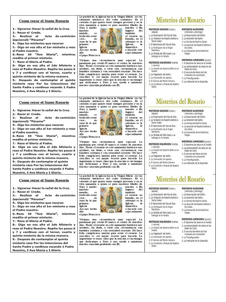 Como Rezar El Santo Rosario Pdf Rosario Oración