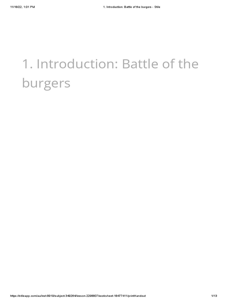 Introduction: Battle of The Burgers | PDF | Home & Garden | Wellness