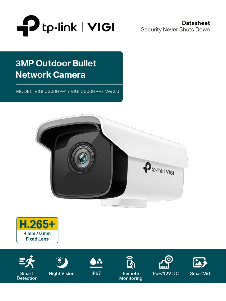 235_VIGI C300HP-4&VIGI C300HP-6(UN)2.0_Datasheet | PDF | Camera | Infrared
