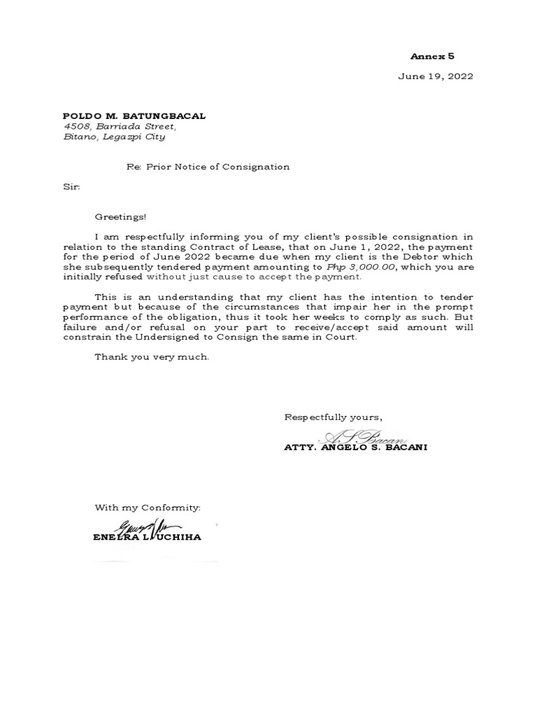 Repeated prior notices of consignation | PDF | Payments | Business Law