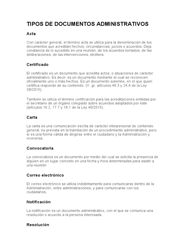 Tipos de Documentos Administrativos | PDF
