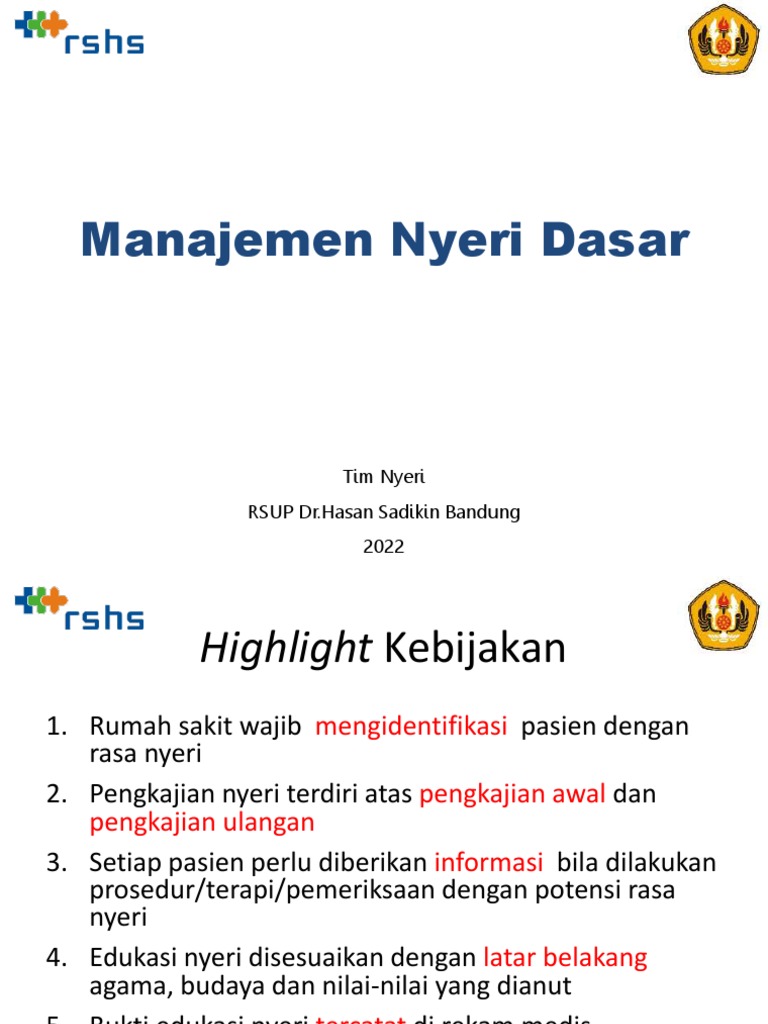 Manajemen Nyeri RSHS 2022 | PDF
