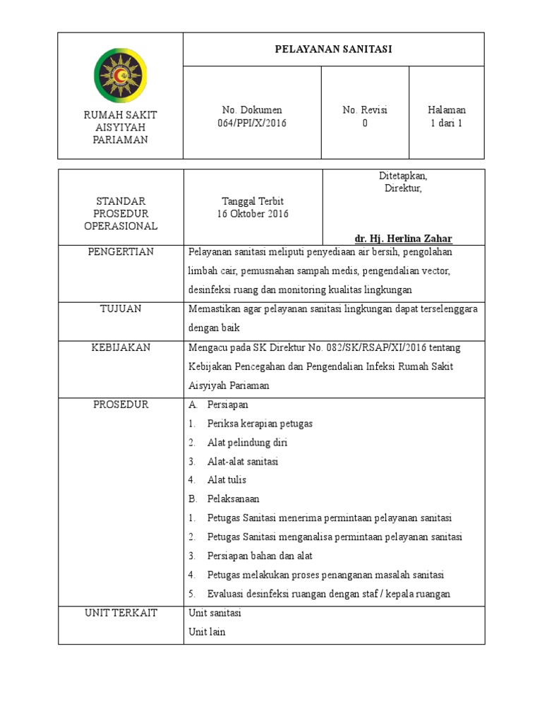 SOP Pelayanan Sanitasi | PDF