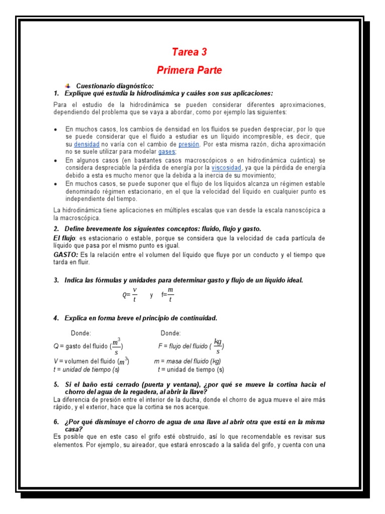 Tarea 3 Fisica 11 | Descargar gratis PDF | Dinámica de fluidos | Líquidos