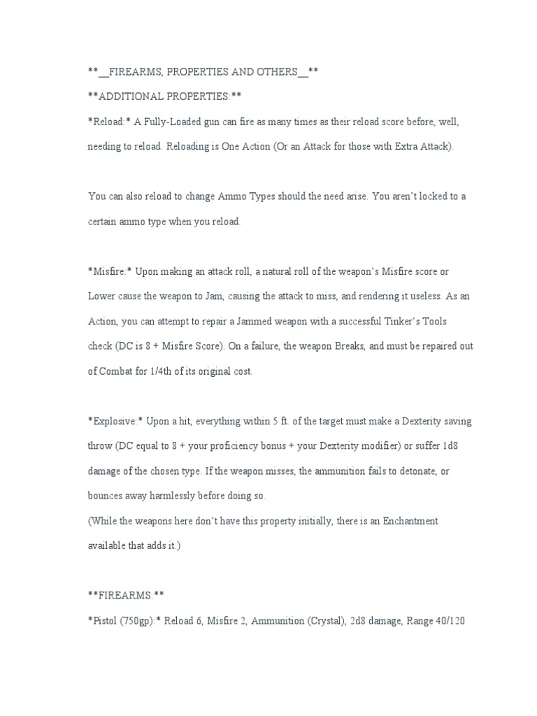 DND Magic Guns Rules (V1) | PDF