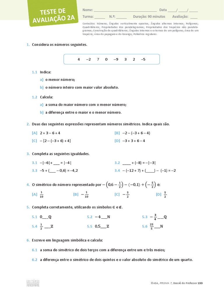 Prisma 7 TA 2 A | PDF | Formas geométricas | Geometria do Plano Euclidiano
