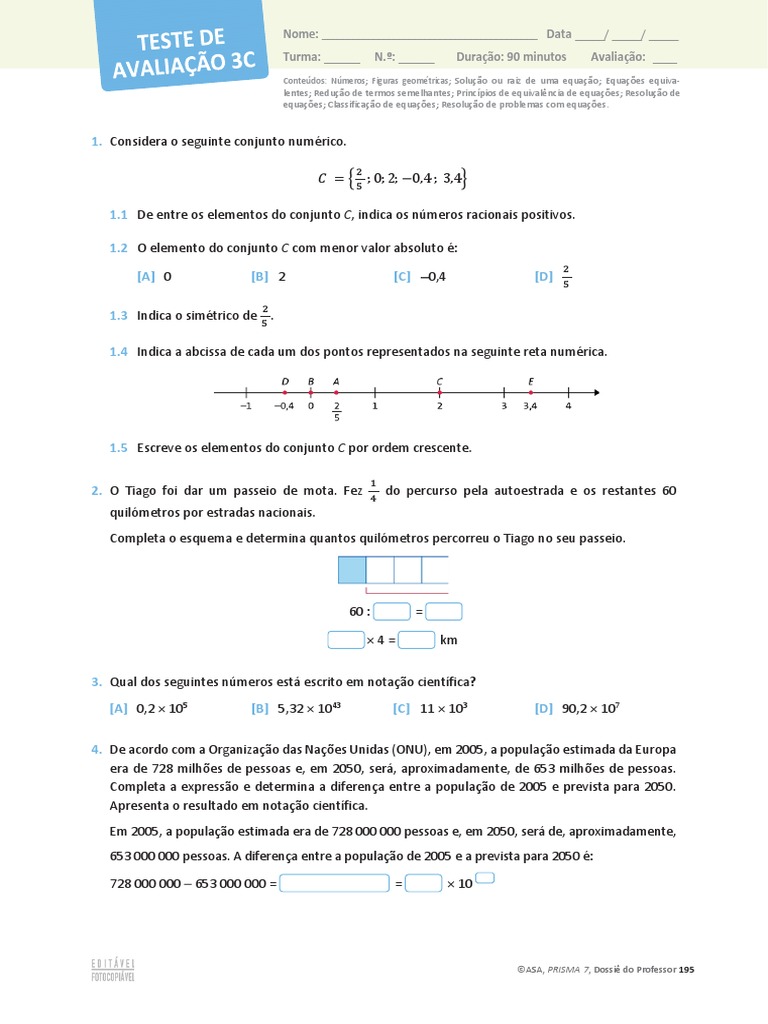 Prisma 7 TA 3 C | PDF | Equações | Matemática elementar