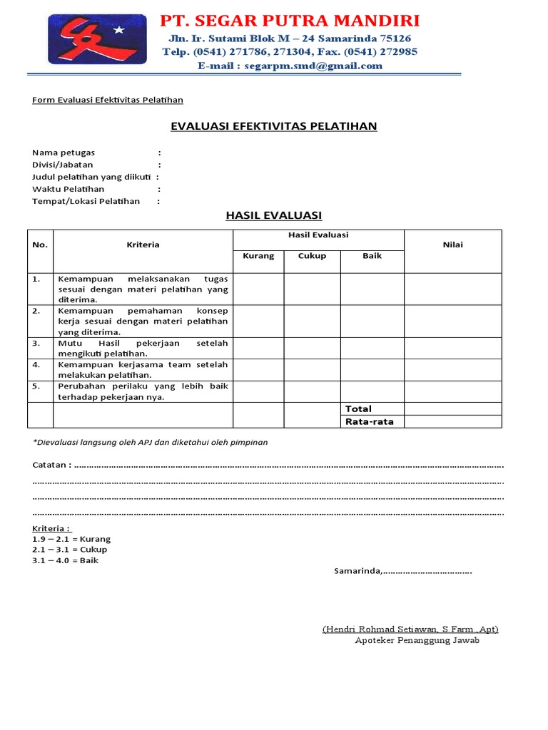 Evaluasi Pelatihan SPM | PDF