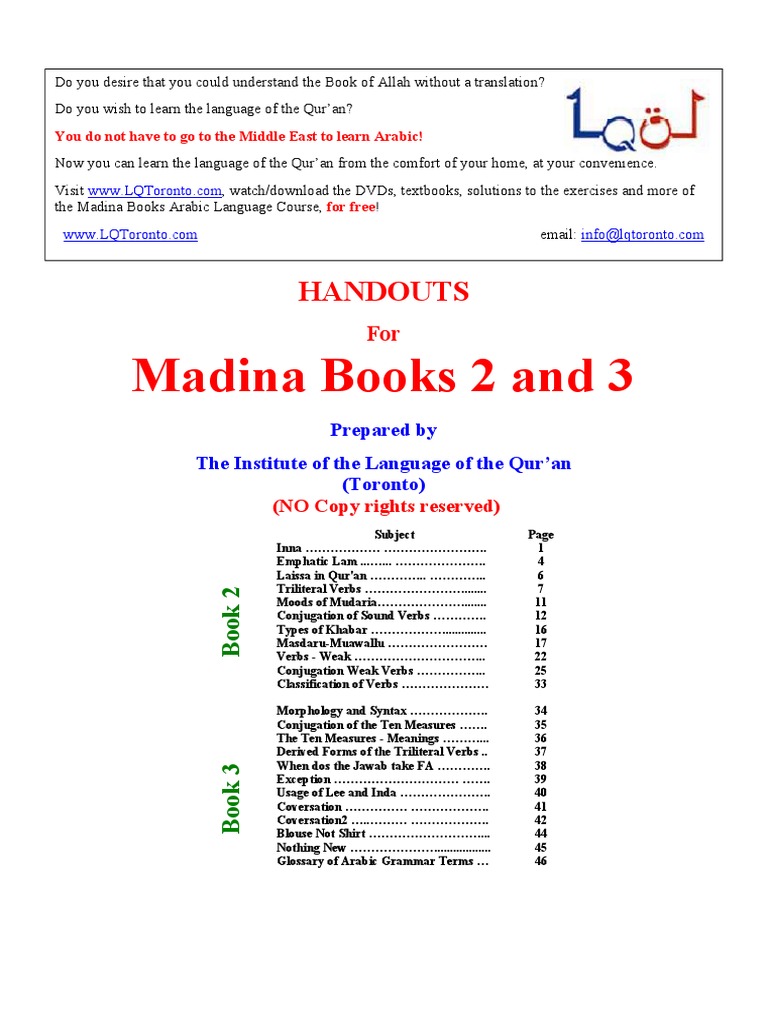 Handouts - Madina Arabic Book-2 | PDF