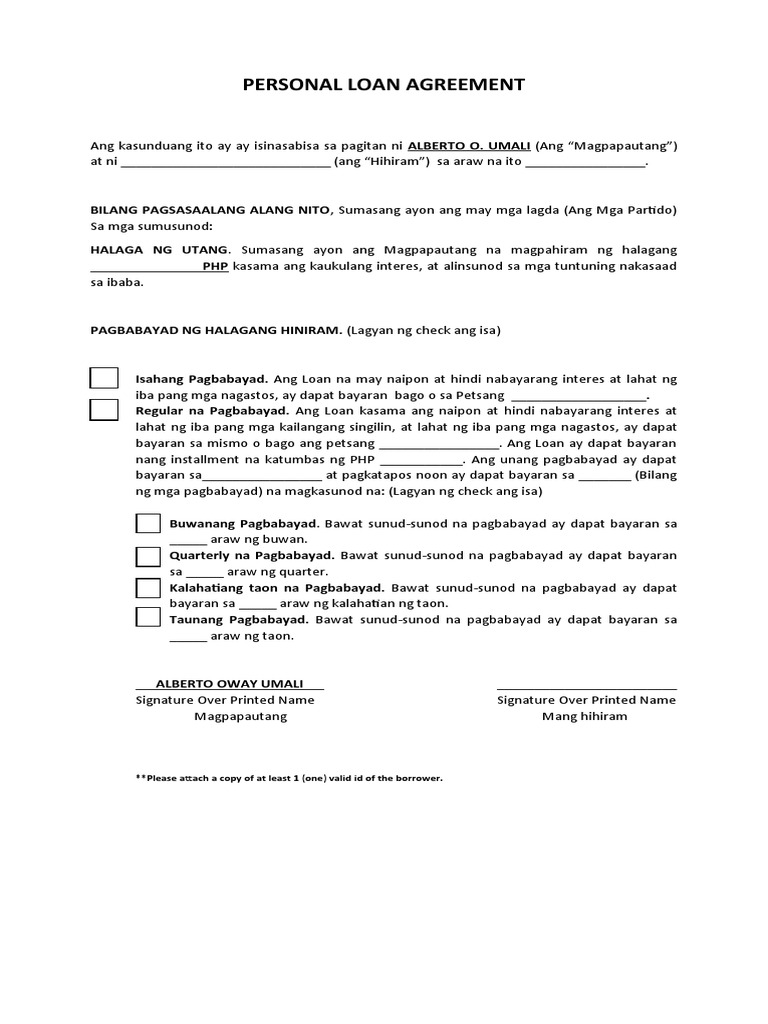 Personal Loan Agreement | PDF