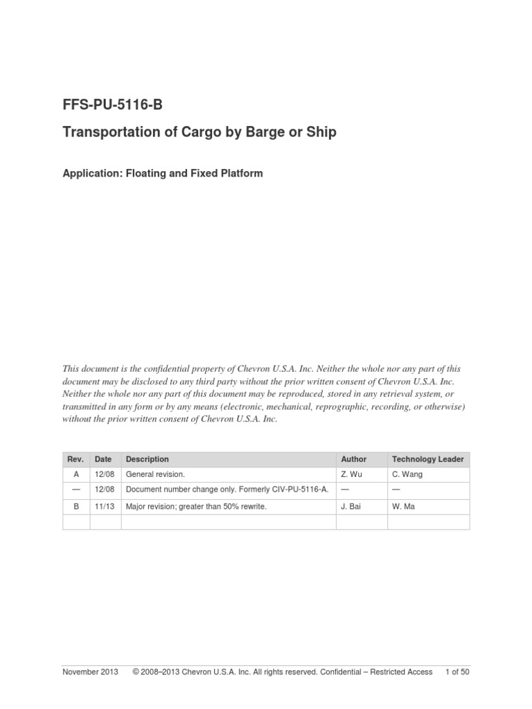FFS-PU-5116-B Transportation of Cargo by Barge or Ship | PDF