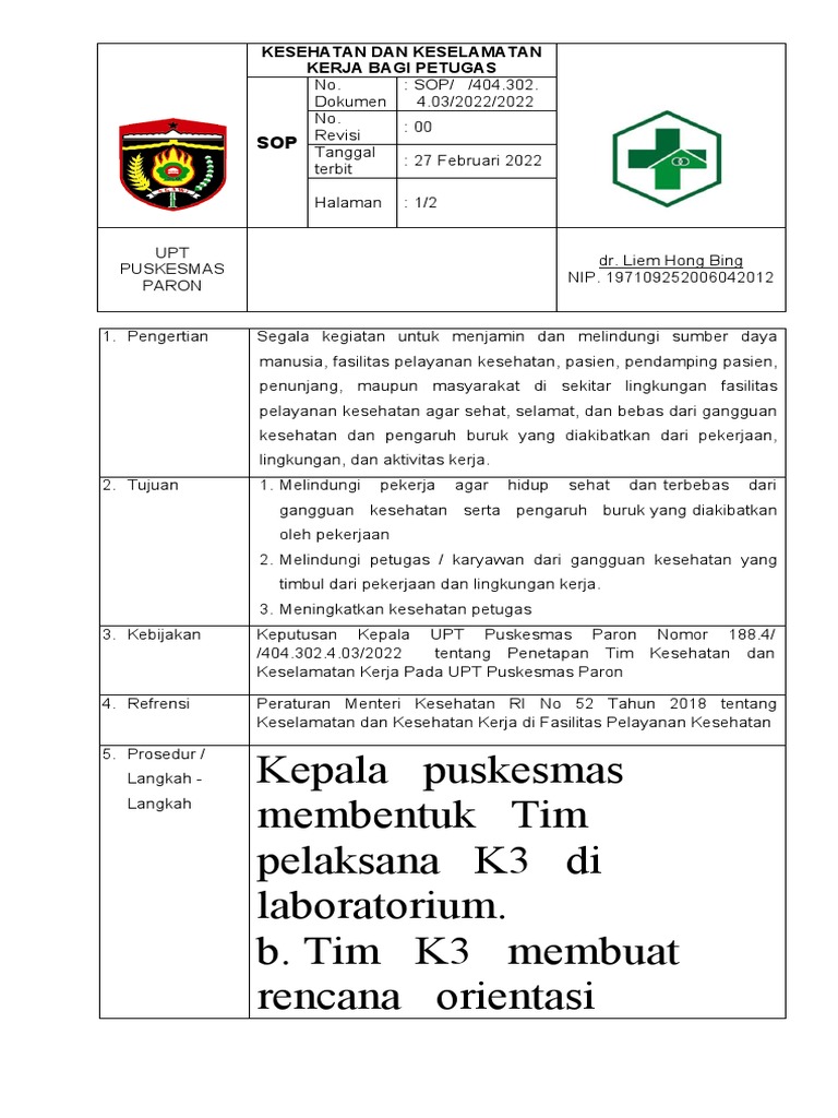 Sop K3 | PDF