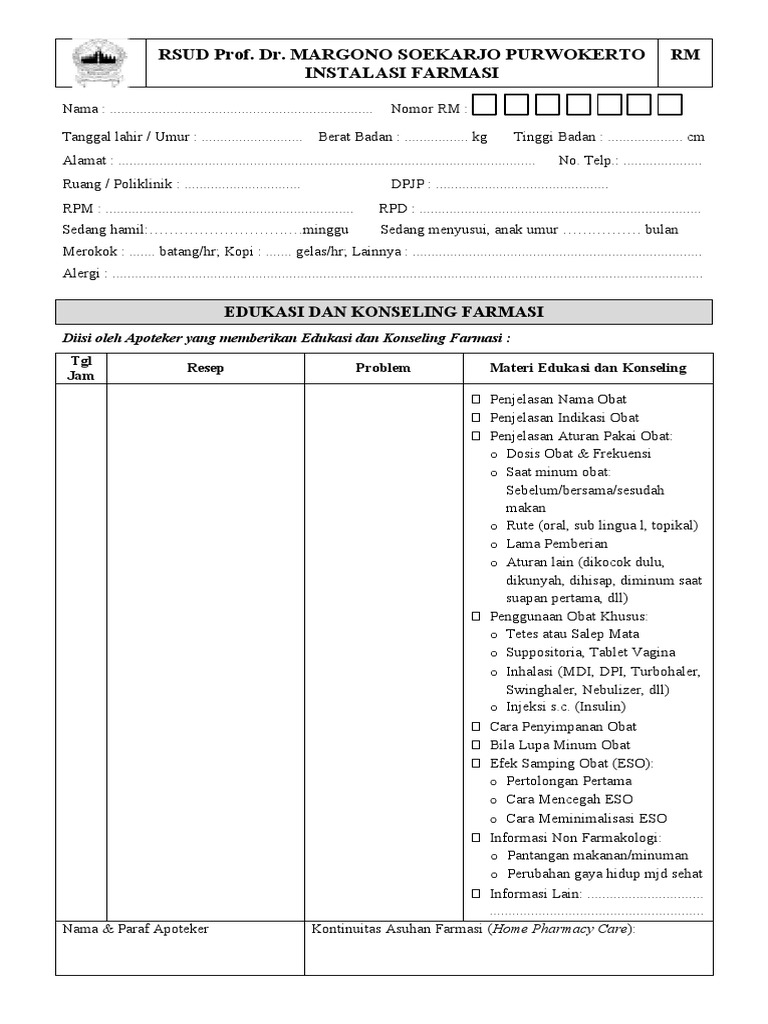Form Edukasi Dan Konseling Farmasi-New Banget | PDF