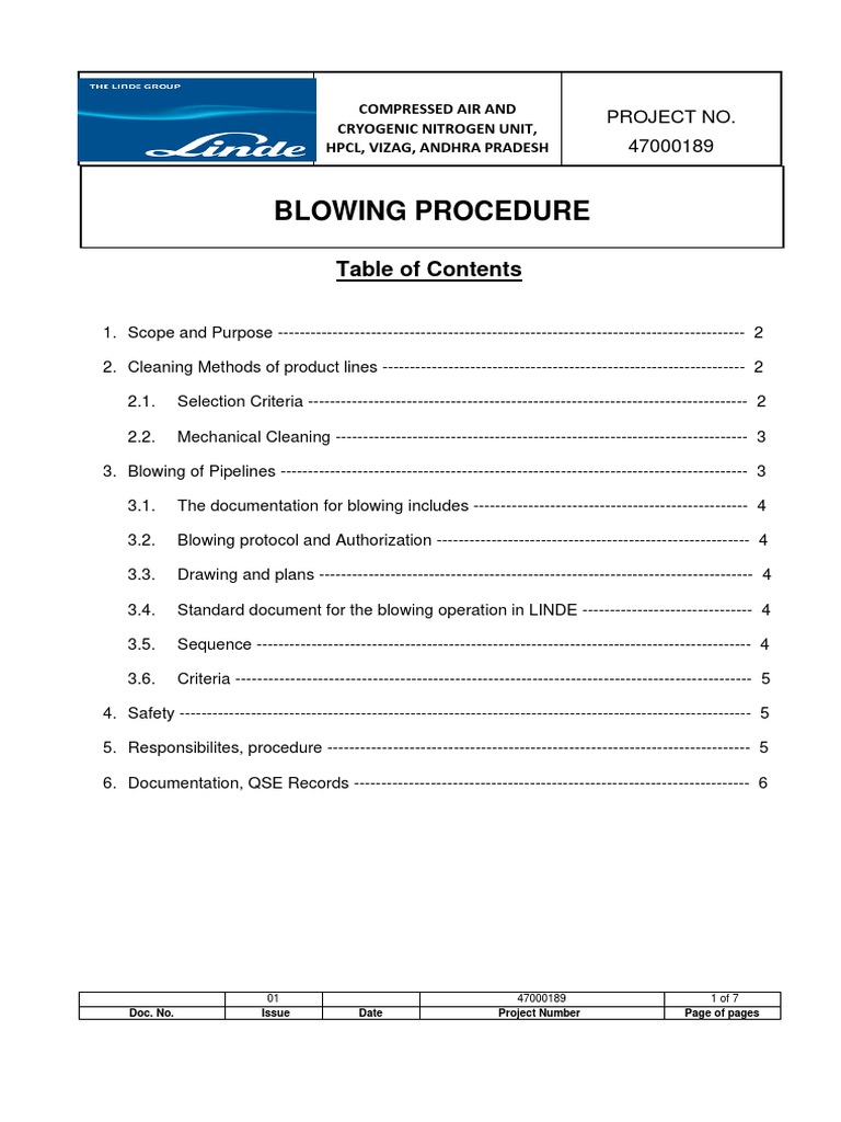 Blowing Procedure | PDF