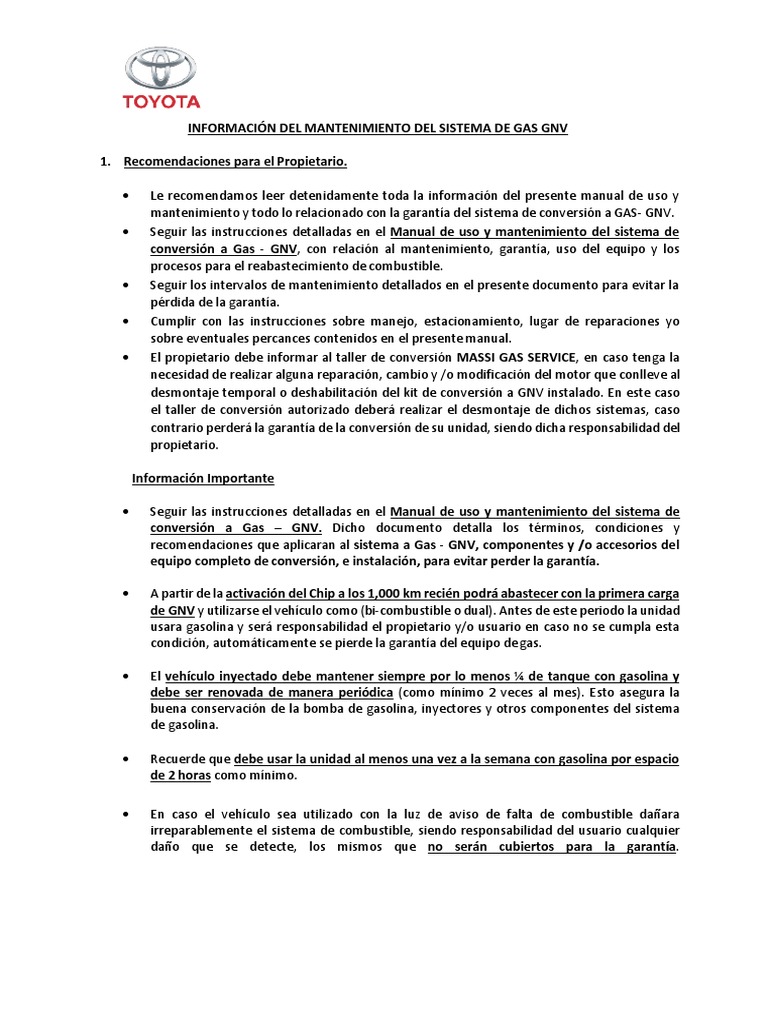 Informacion Mantenimiento GNV | PDF | Informática