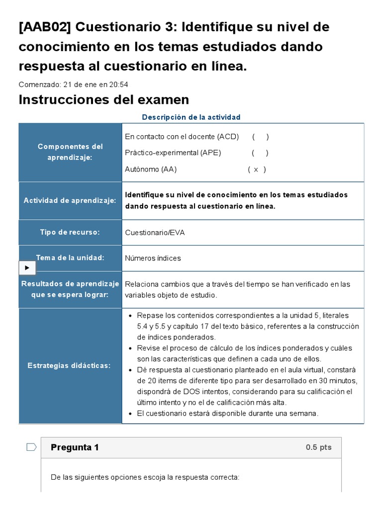 Examen Cuestionario 3 Semana 15 Nota 9.5 | PDF | Precios | Prueba ...