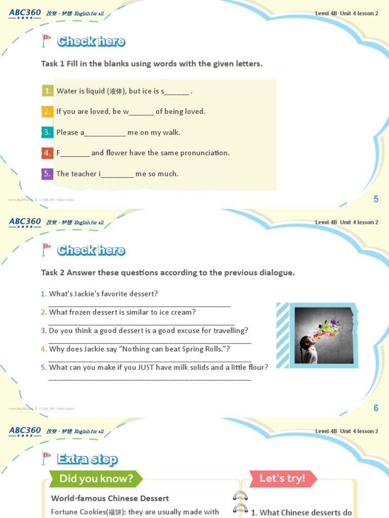 Unit 4 Lesson 2 These Are World-Famous! - Part 2 | PDF | Desserts | Foods
