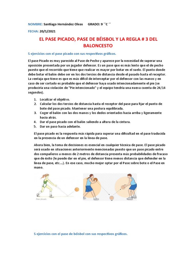 El Pase Picado, Pase de Béisbol y La Regla # 3 Del Baloncesto | PDF ...