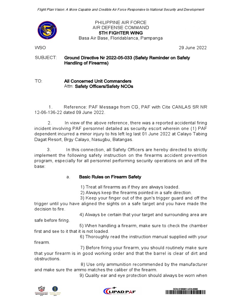 STL - Ground Directive NR 2022-05-033 (Safety Reminder On Safety ...