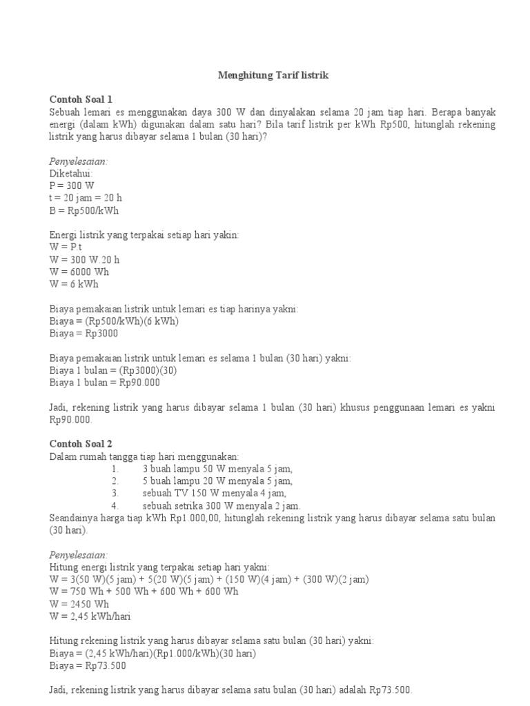 Menghitung Tarif Listrik | PDF
