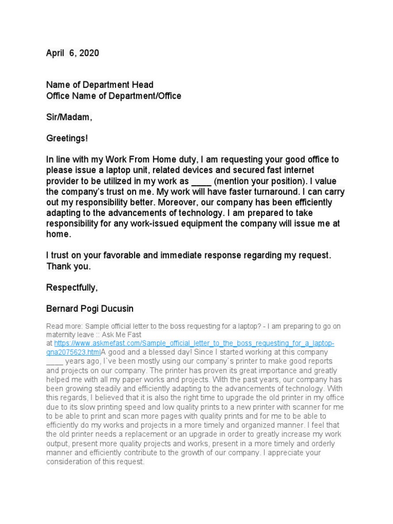 WFH Computer Request Bern | PDF | Career & Growth