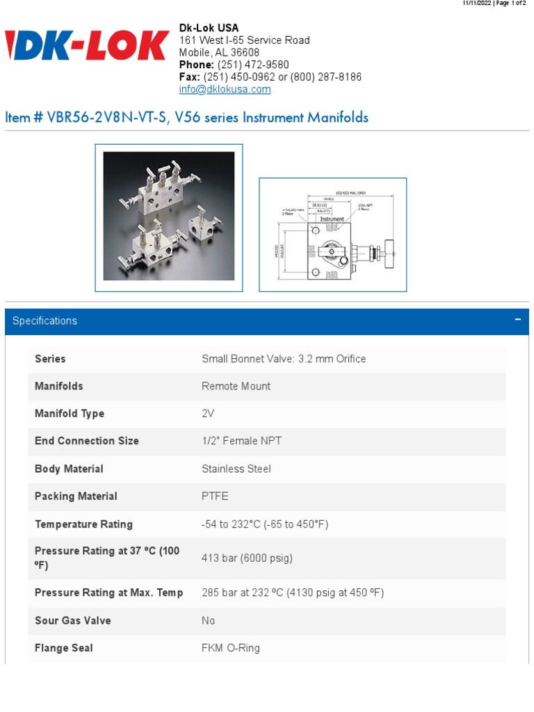 Instrument Manifold Specs | PDF