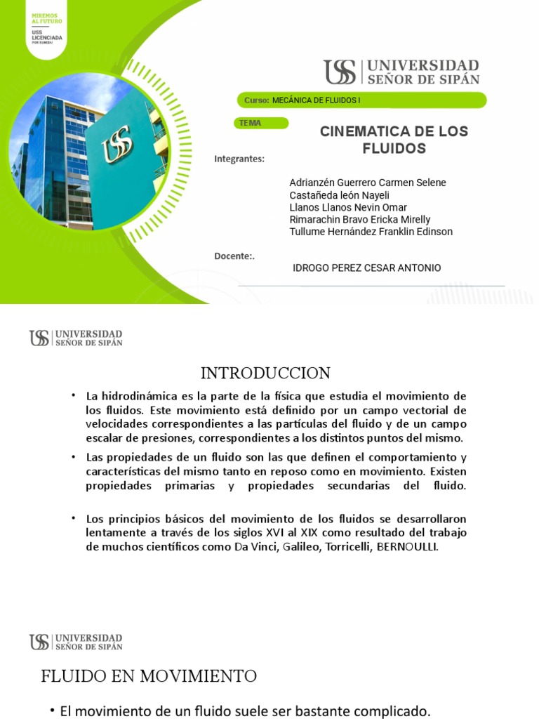 Mecanica de Fluidos - Cinematica de Fluidos - Grupo 10 | PDF | Viscosidad | Corriente eléctrica