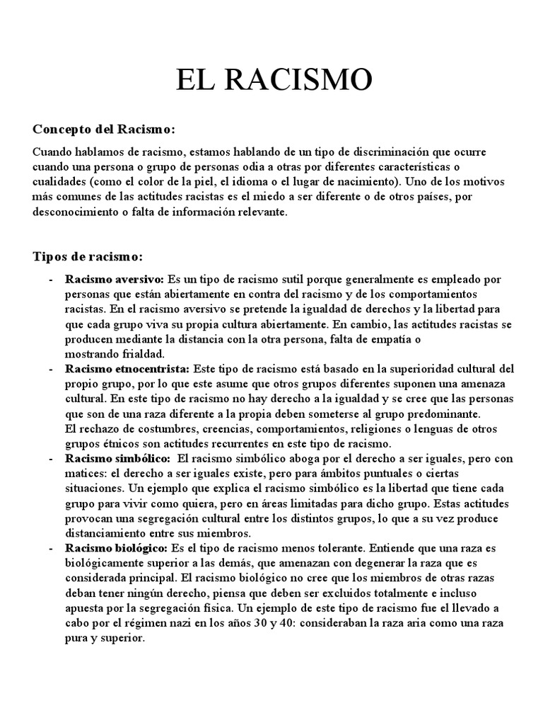 Racismo | PDF | Racismo | Discriminación y relaciones raciales