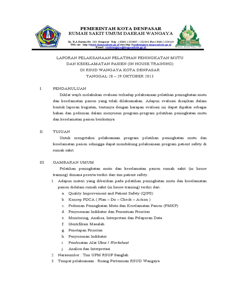 Laporan Pelaksanaan Pelatihan PMKP | PDF