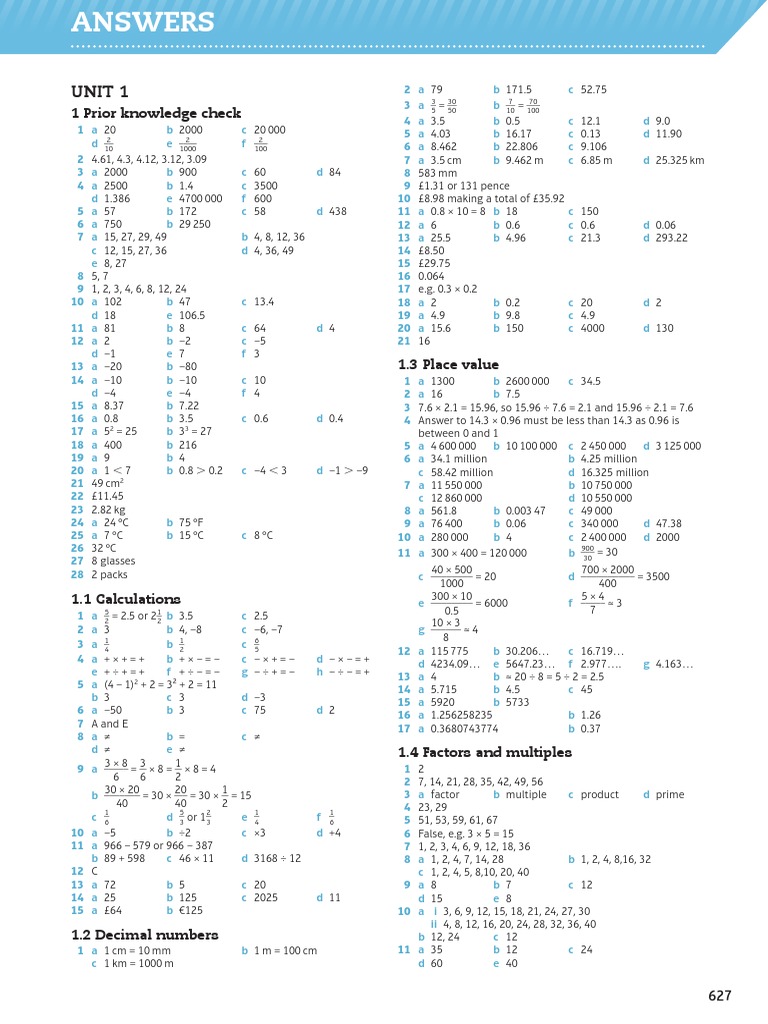 Foundation Student Book Answers | PDF | Mathematical Notation | Notation