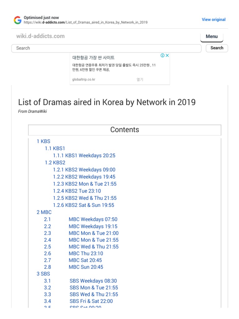 2019 Korean Drama Broadcast Schedule | PDF | Broadcasting | Mass Media