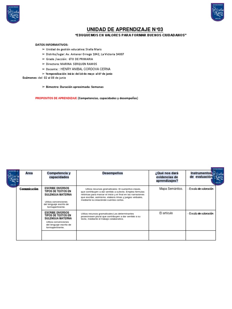 Unidad de Aprendizaje II Bimestre 6to Grado de Primaria | PDF | Evaluación | Aprendizaje
