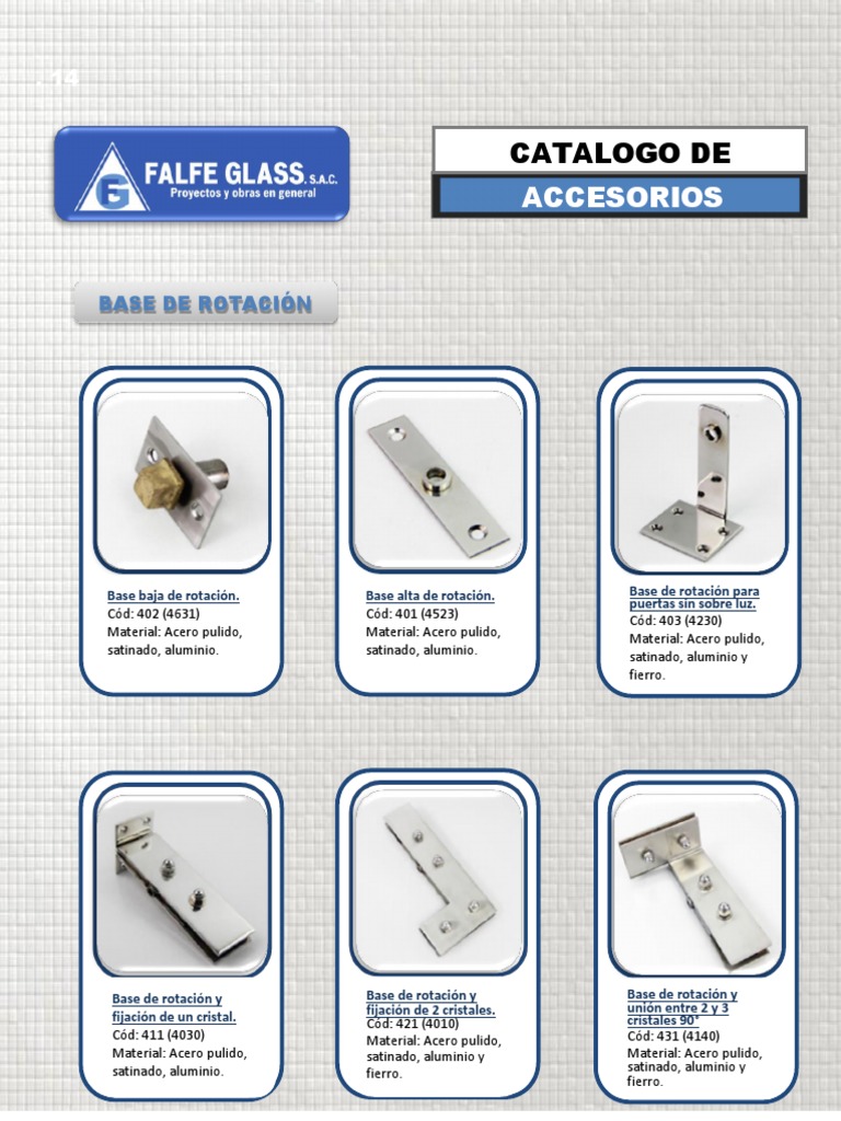 Catalogo de Accesorios Falfe Glass | PDF | Materiales | Rieles
