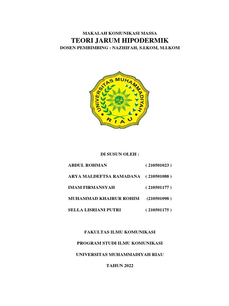 Teori Jarum Suntik Hipodermik | PDF