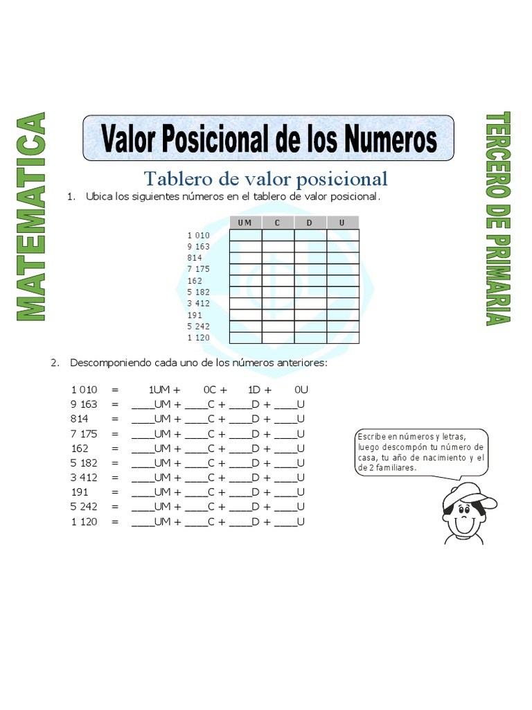 Ficha Valor Posicional para Tercero de Primaria | Descargar gratis PDF ...