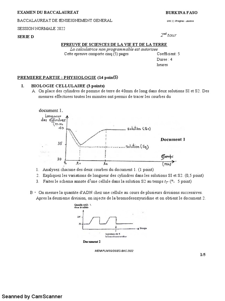 Bac SVT 2022: Sujet et Corrigé | PDF