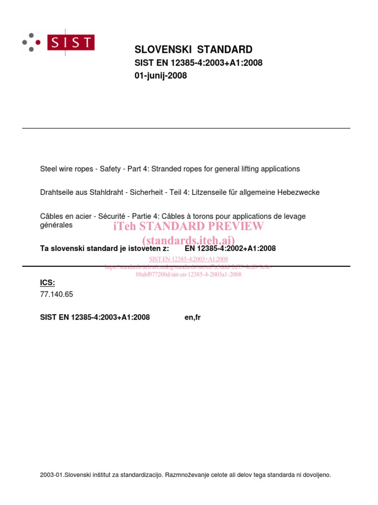SIST-EN-12385-4-2003-A1-2008 Steel Wire Ropes - Safety - Part 4 ...